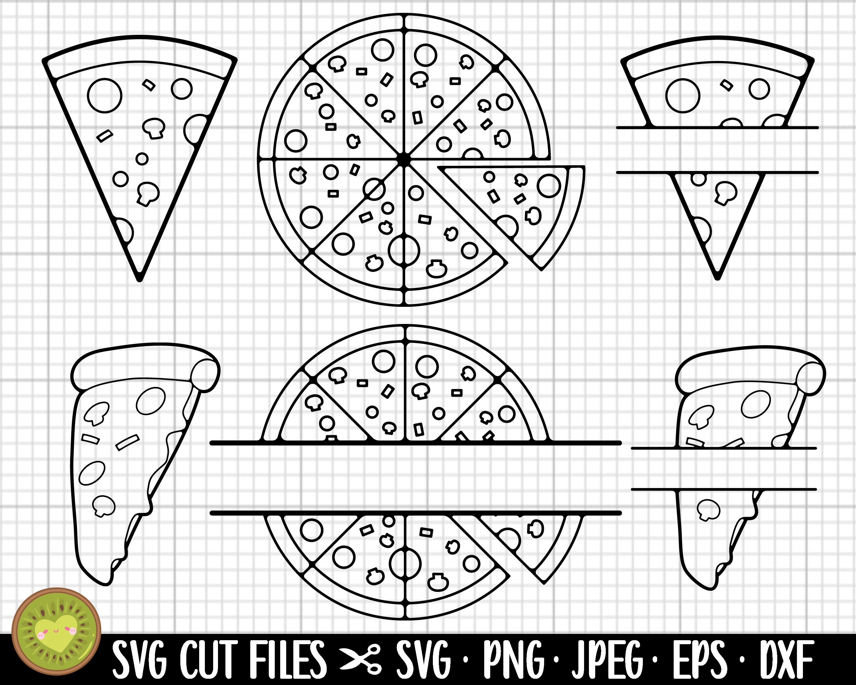 Pizza Clipart Pizza Designs Pizza Outline Pizza Badge Pizza Cut Files ...