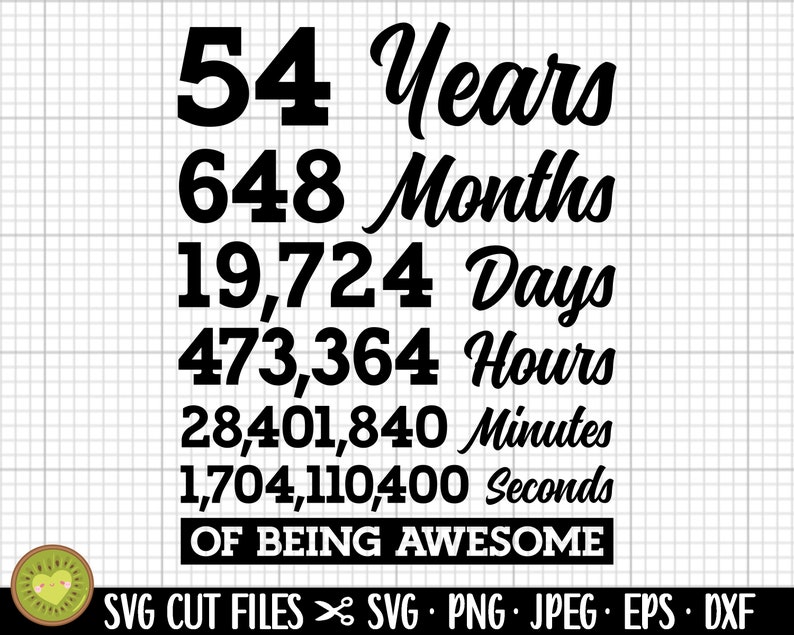 54th Birthday Svg 54 Years Old Svg 54th Birthday Png - Etsy