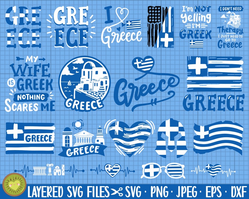 Greece Svg Bundle Cricut Cut Files Greece Flag Png Bundle Greece ...