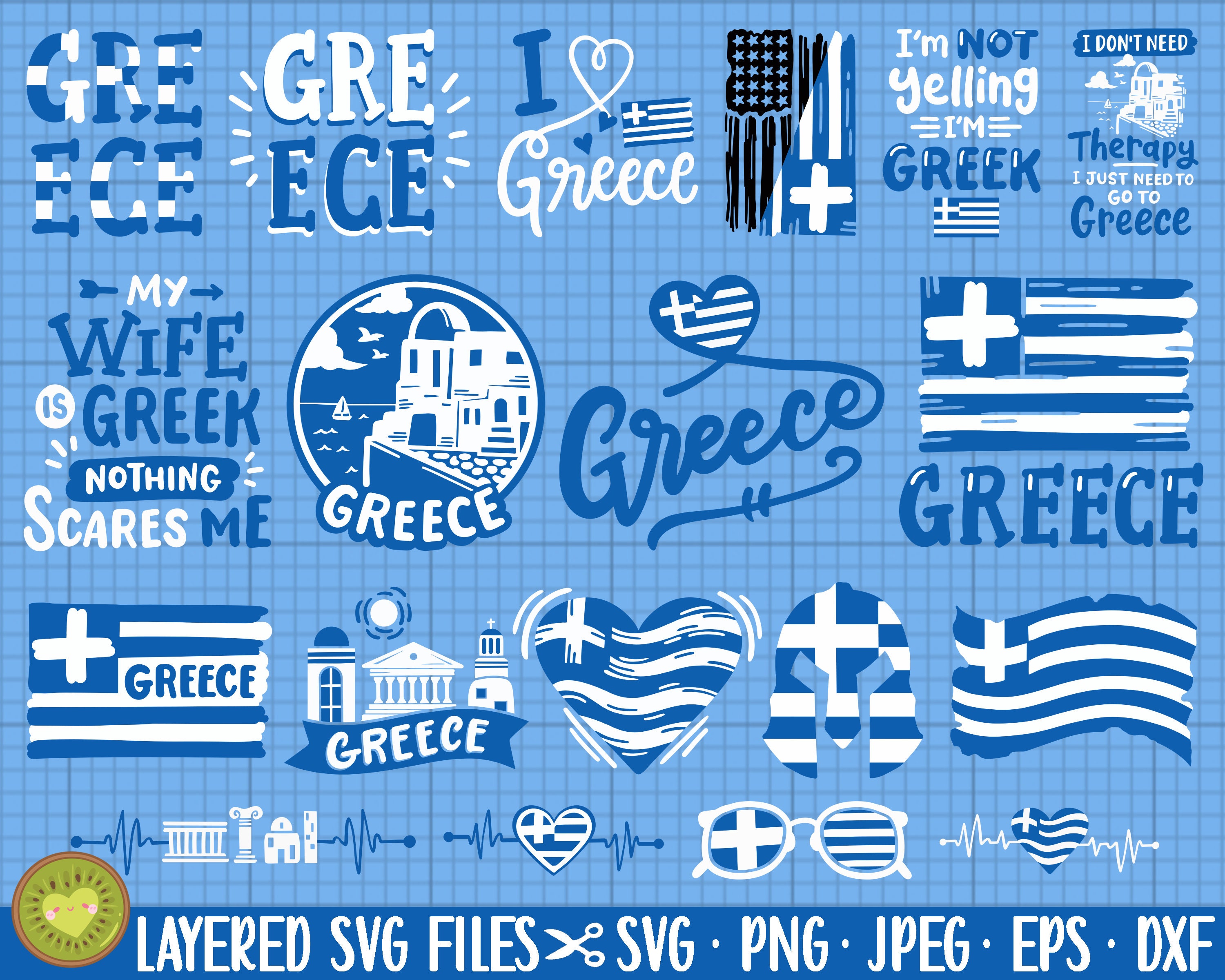 Greece Svg Bundle Cricut Cut Files Greece Flag Png Bundle Greece ...