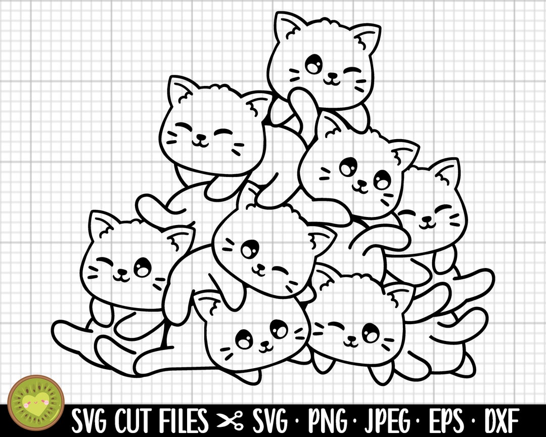 Cat Stack Svg Cat Mountain Svg Moewtain Svg Kawaii Cats Svg Png Cricut ...