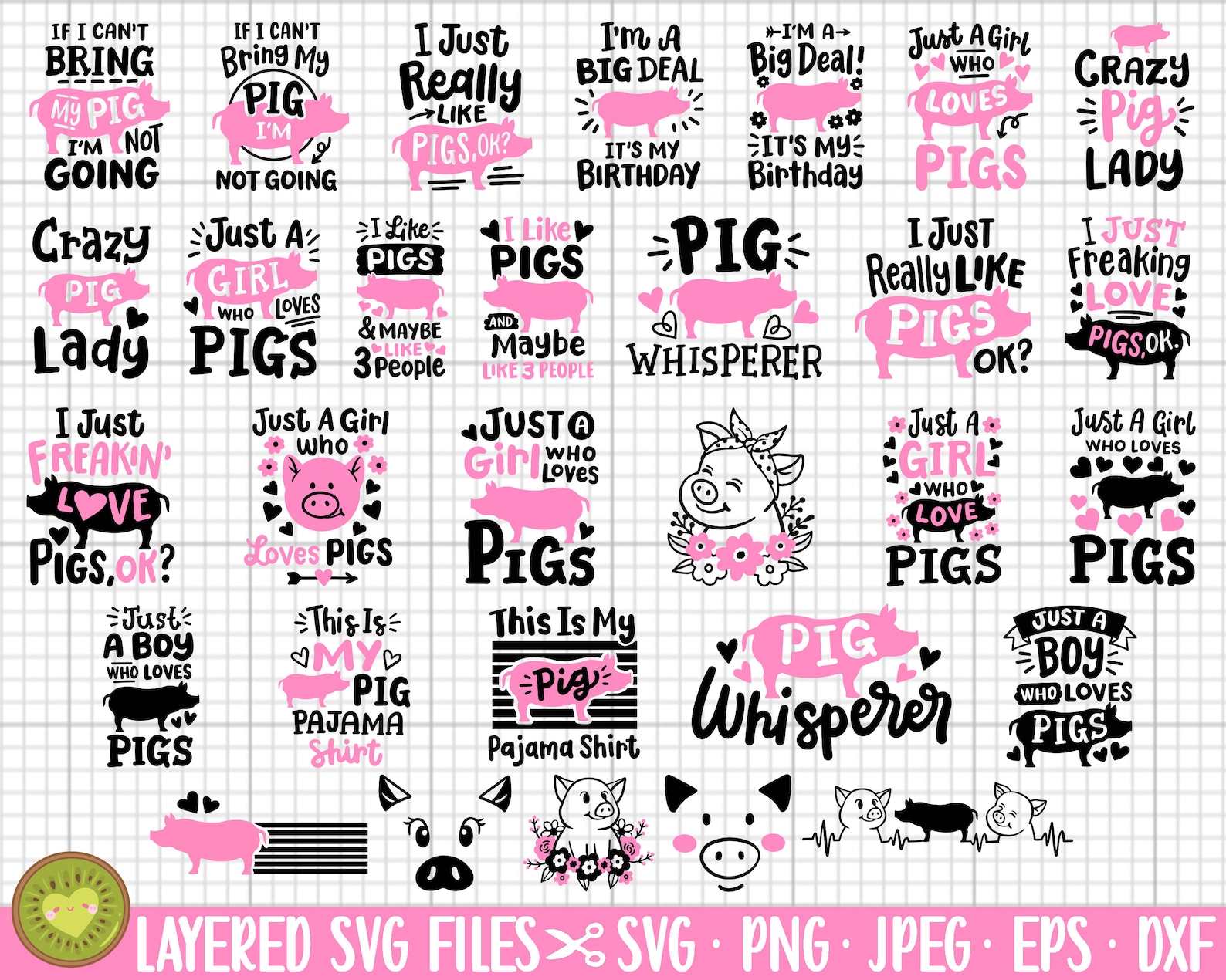 Pigs Svg Bundle Pig Png Bundle Pig Cricut Cut File Cutting Machine Pig ...