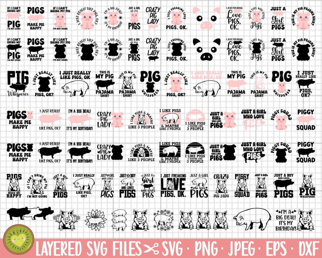 Pig Svg Bundle Pig Png Bundle Pig Svg Cut Files Cricut Pig Clipart Pig ...