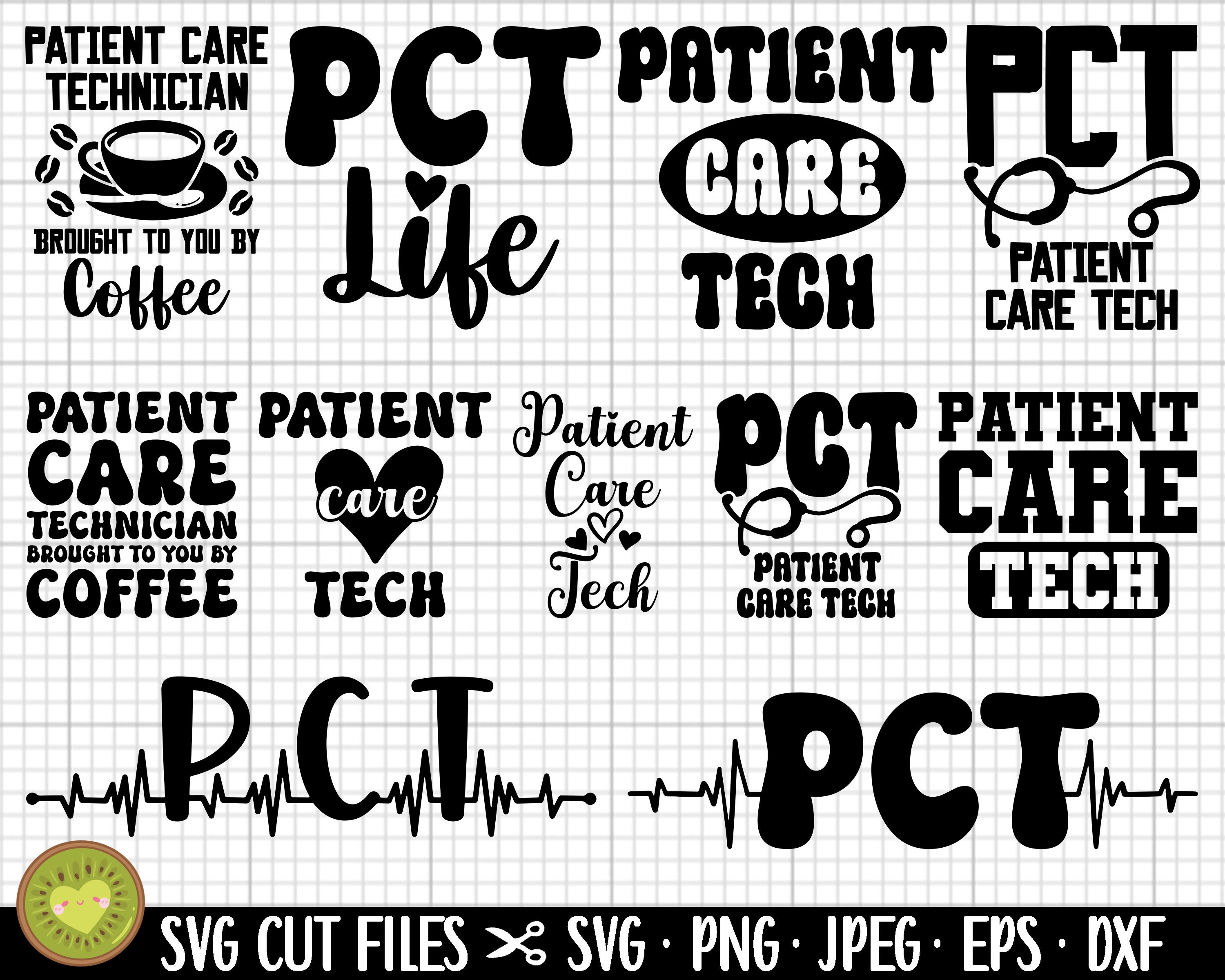 Pct Svg Pct Png Pct Cut Files Cricut Patient Care Tech Svg Png Bundle ...