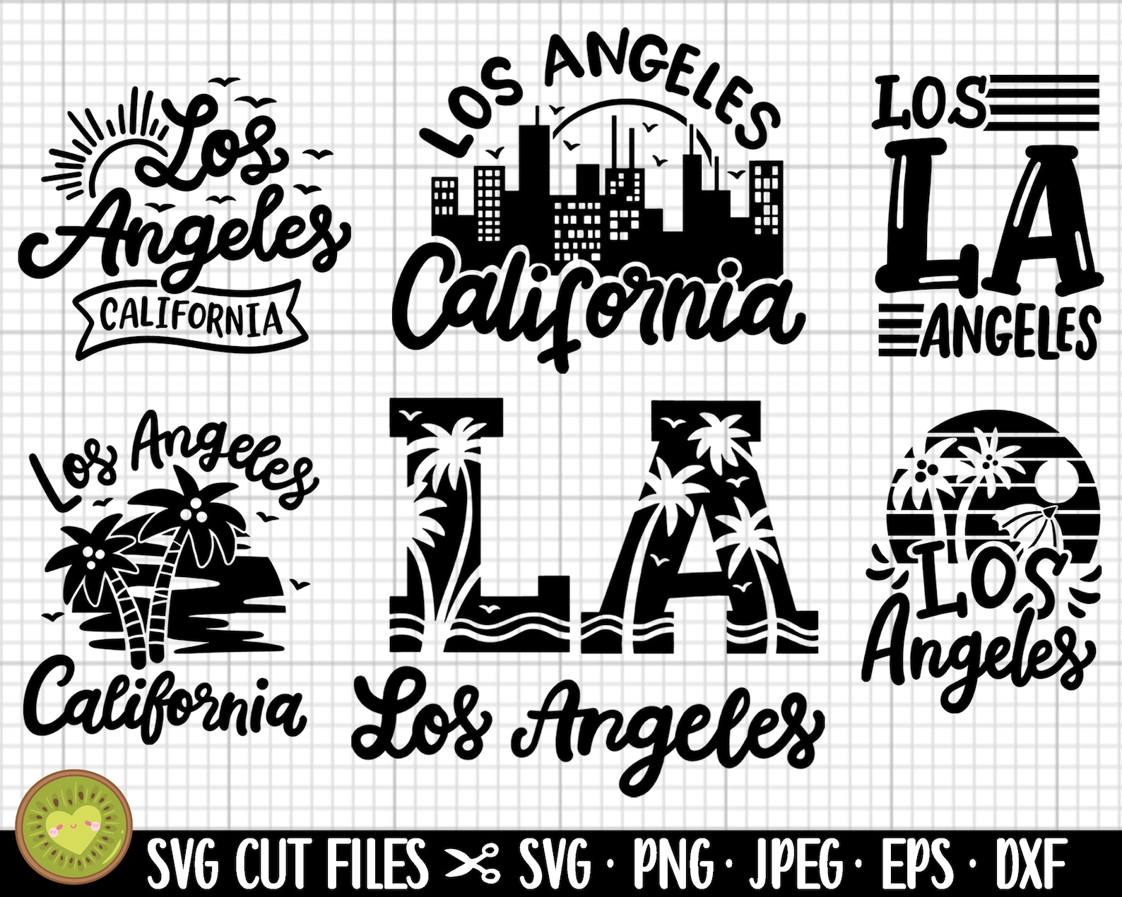 Los Angeles Svg Bundle Cricut, Los Angeles Svg Png Eps Dxf Jpg Jpeg Cut ...