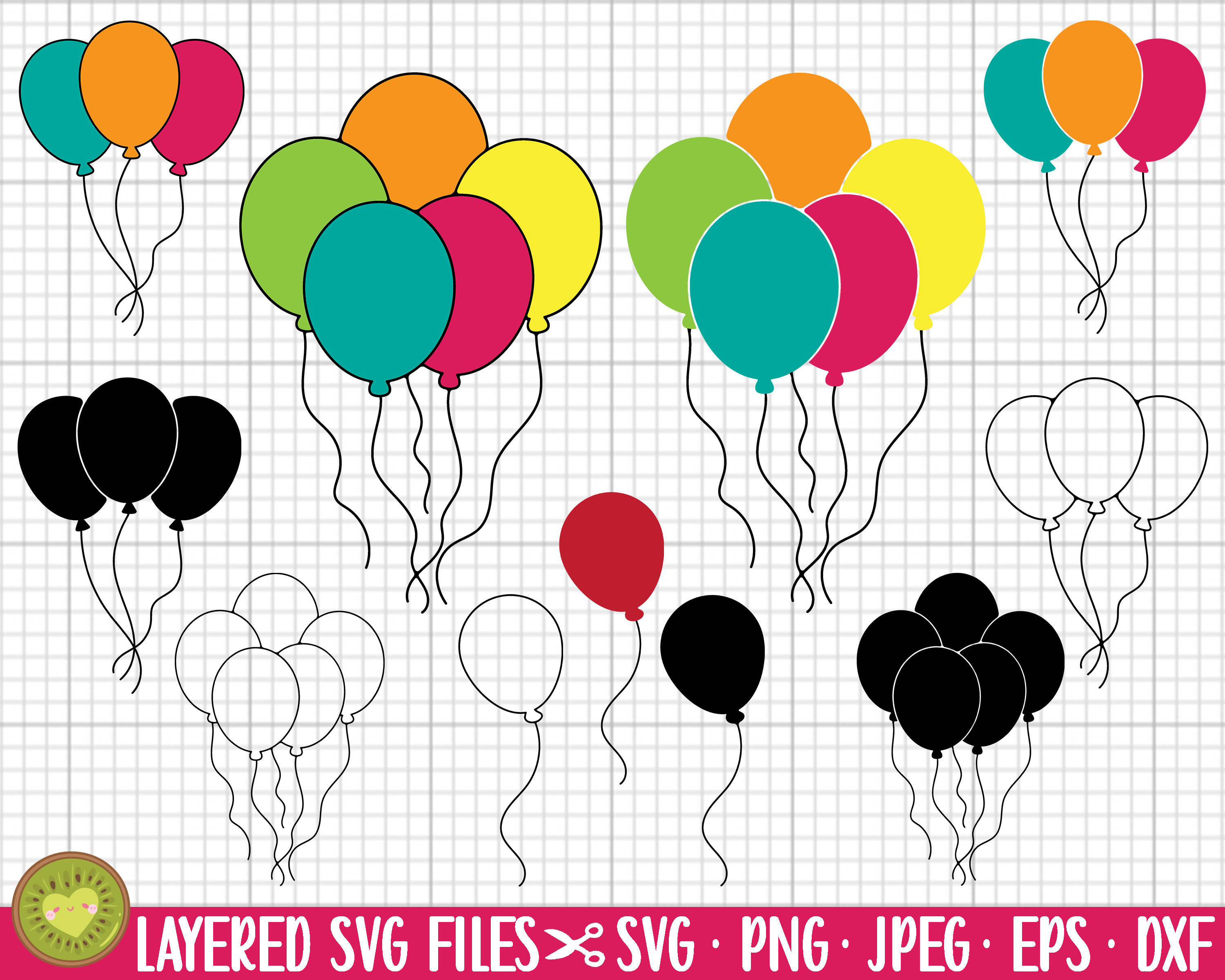 Balloon Svg Bundle for Cricut Balloon Cut Files Balloon Png Balloon Eps ...
