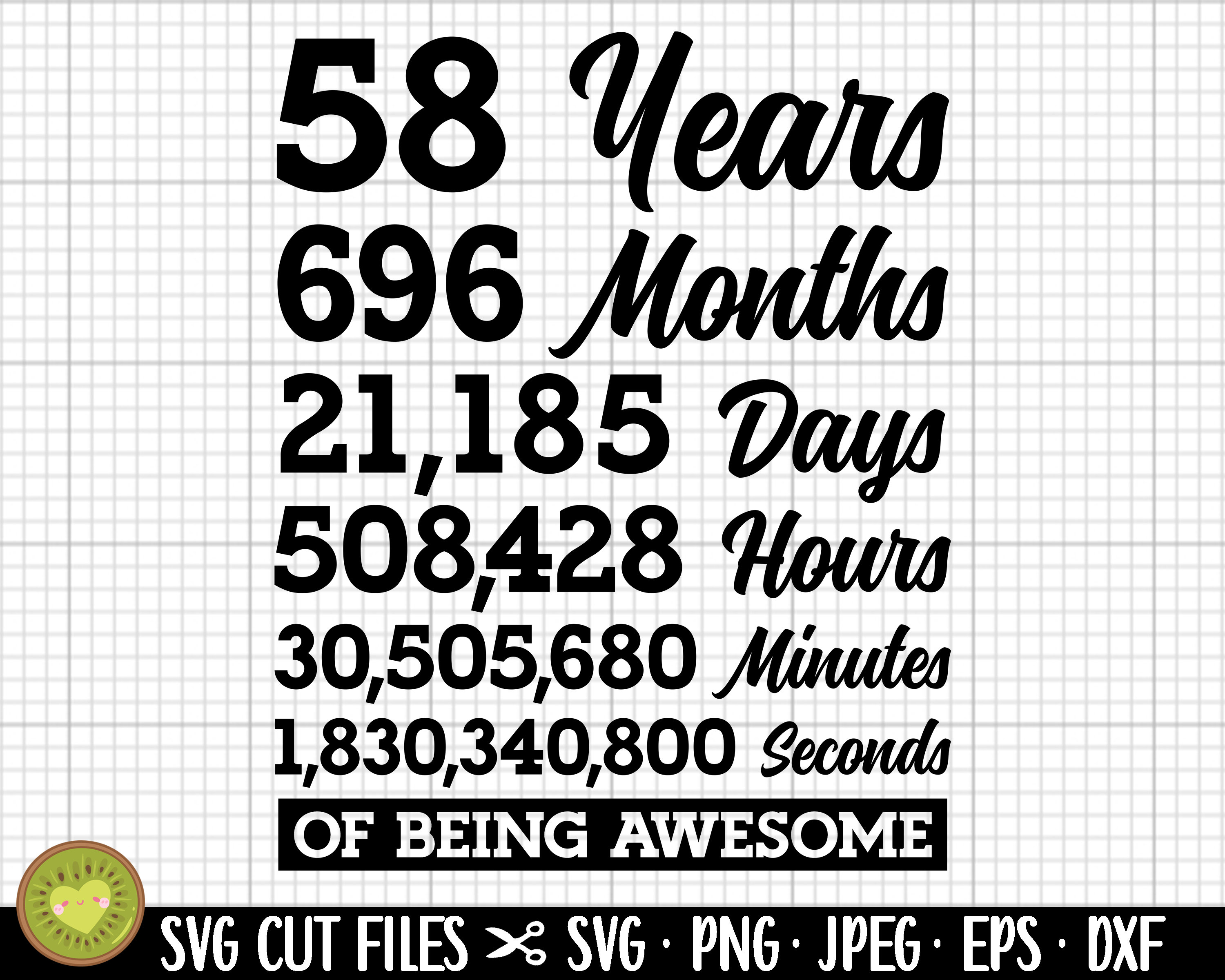 58th Birthday Svg 58 Years Old Svg 58th Birthday Png - Etsy