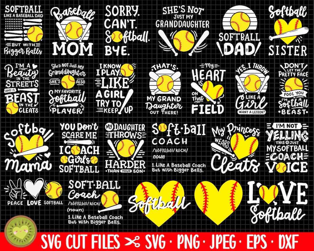 Softball Svg Softball Png Shirt Design Cut File Bundle Cricut Free ...