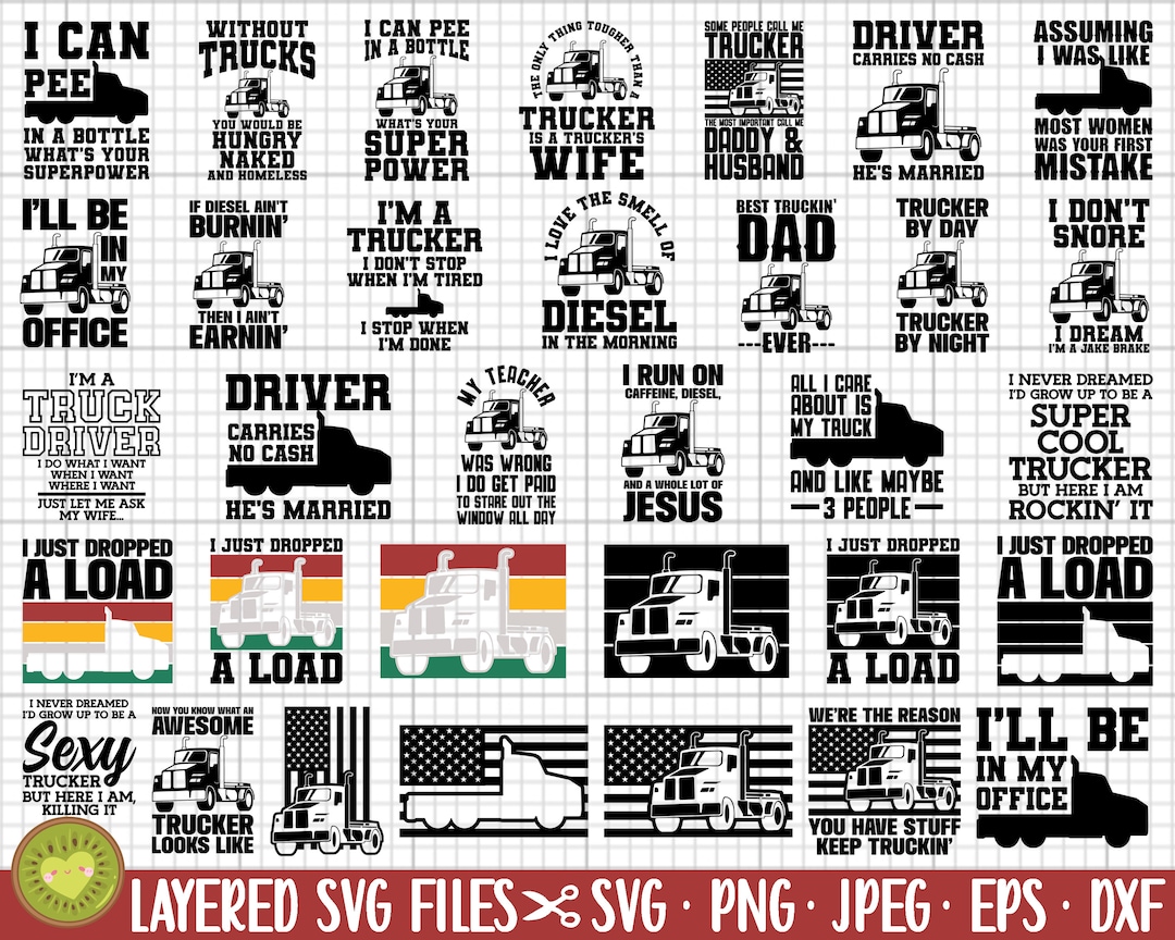 Trucker Svg Bundle Truck Driver Svg Bundle Trucker Png Bundle Truck ...