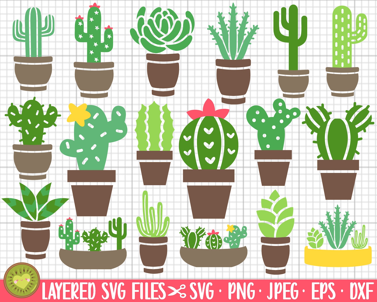 Cactus Svg Bundle Cricut Cut File Cactus Png Bundle Cacti Svgs Layered ...
