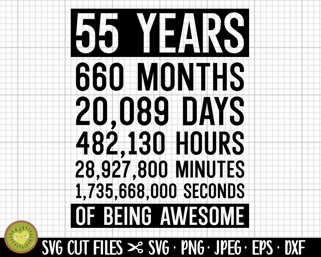 55th Birthday Svg 55 Years Old Svg 55th Birthday Png - Etsy