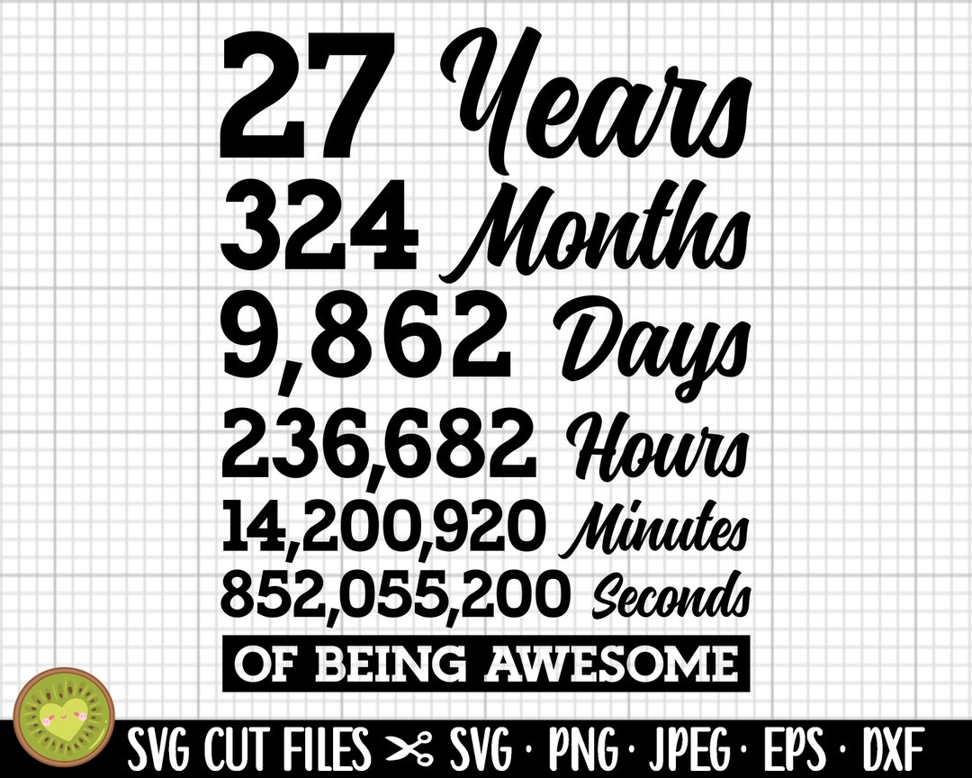 27th Birthday Svg 27 Years Old Svg 27th Birthday Png - Etsy