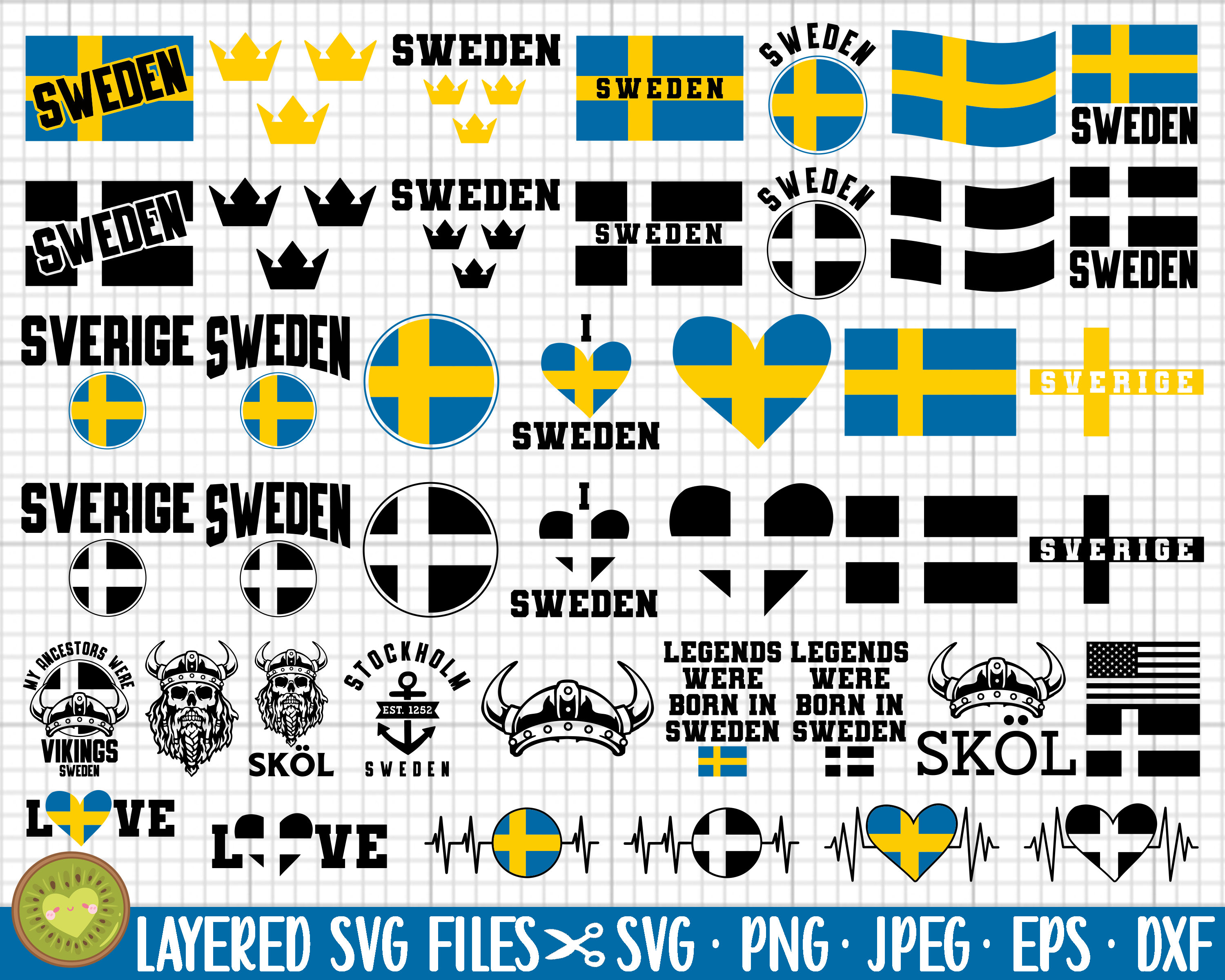 Sweden Svg Png Bundle Cricut Sweden Flag Swedish Flag Free Commercial ...