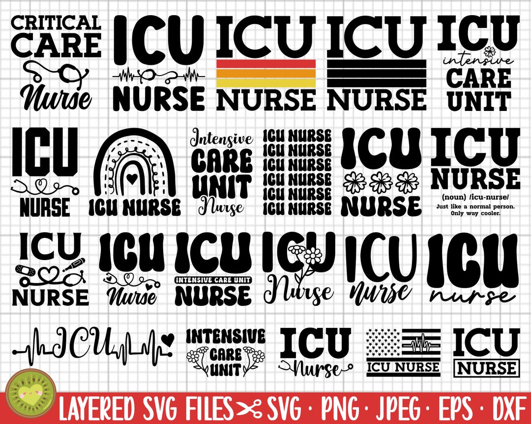 Icu Nurse Svg Png Bundle Intensive Care Unit Nurse Shirt Design Bundle ...