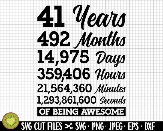 41st Birthday Svg 41 Years Old Svg 41st Birthday Png - Etsy