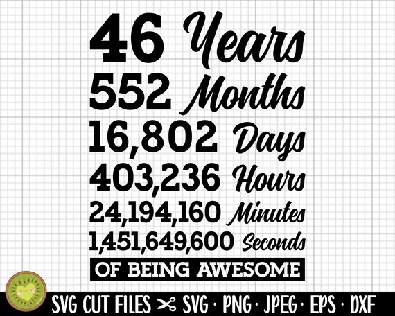 46th Birthday Svg 46 Years Old Svg 46th Birthday Png - Etsy
