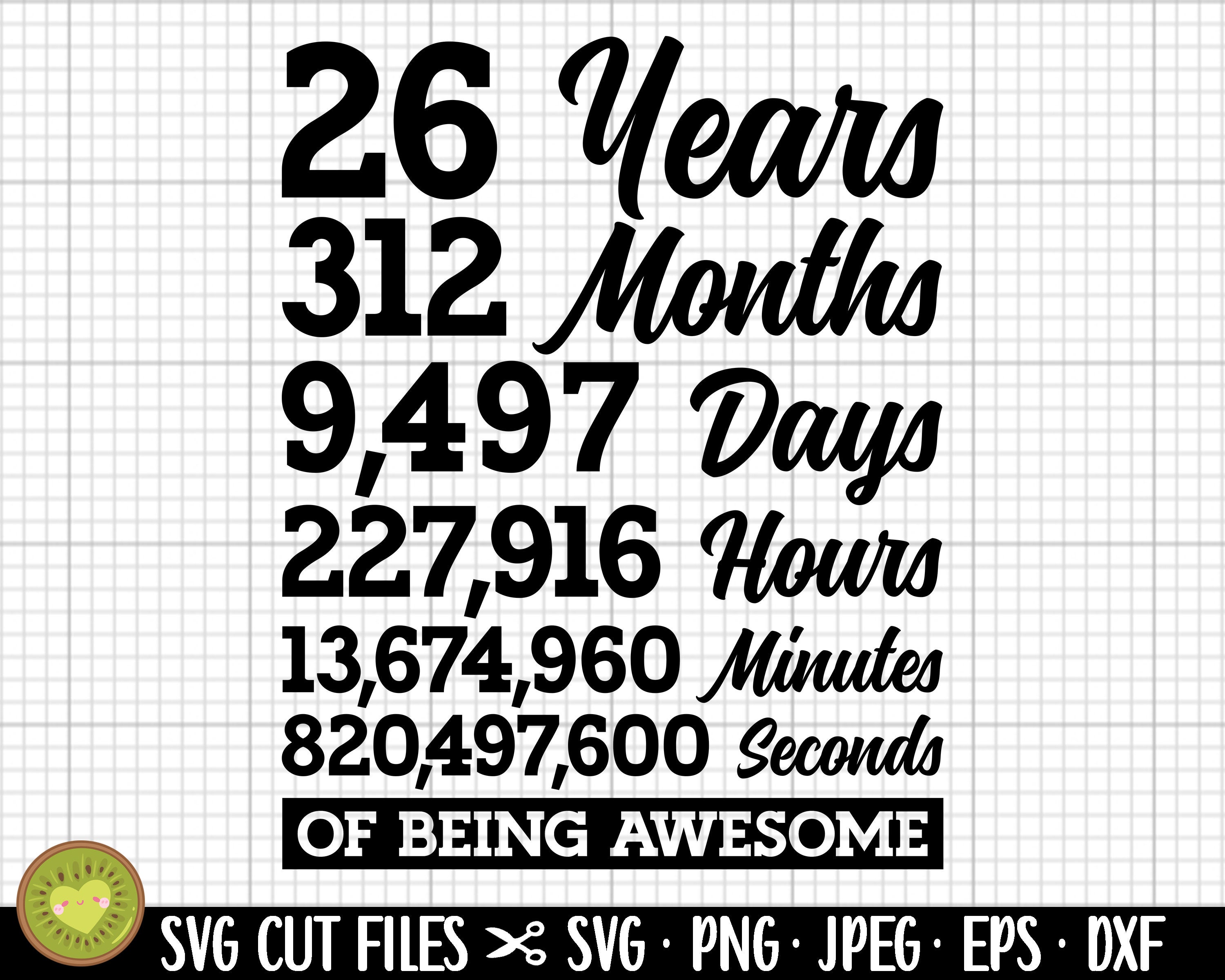 26th Birthday Svg 26 Years Old Svg 26th Birthday Png - Etsy