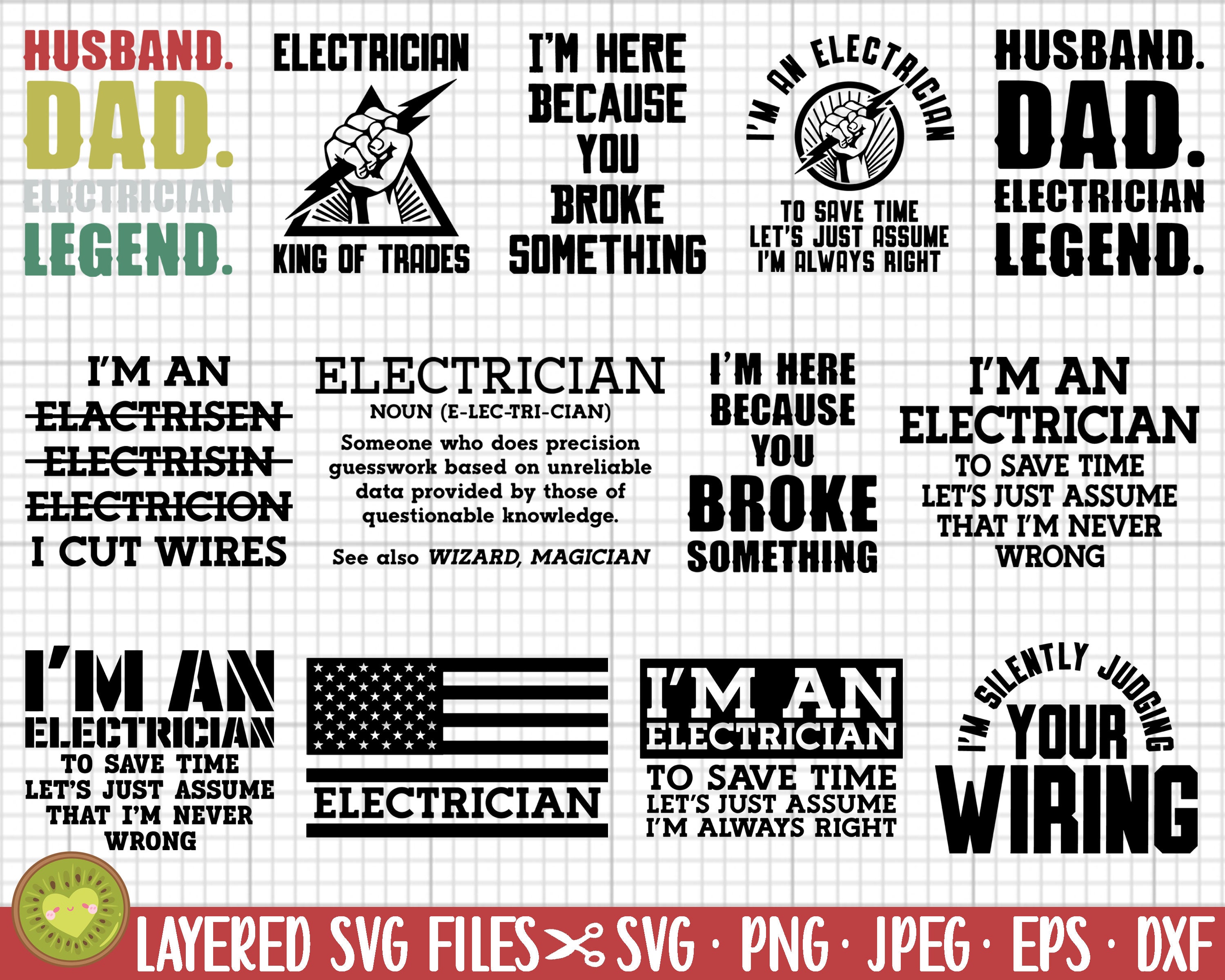 Electrician Svg Bundle Cricut Cut Files for Shirts Electrician - Etsy ...