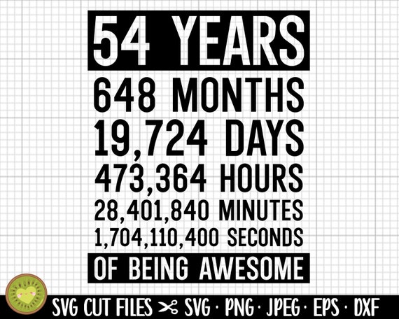 54th Birthday Svg 54 Years Old Svg 54th Birthday Png - Etsy