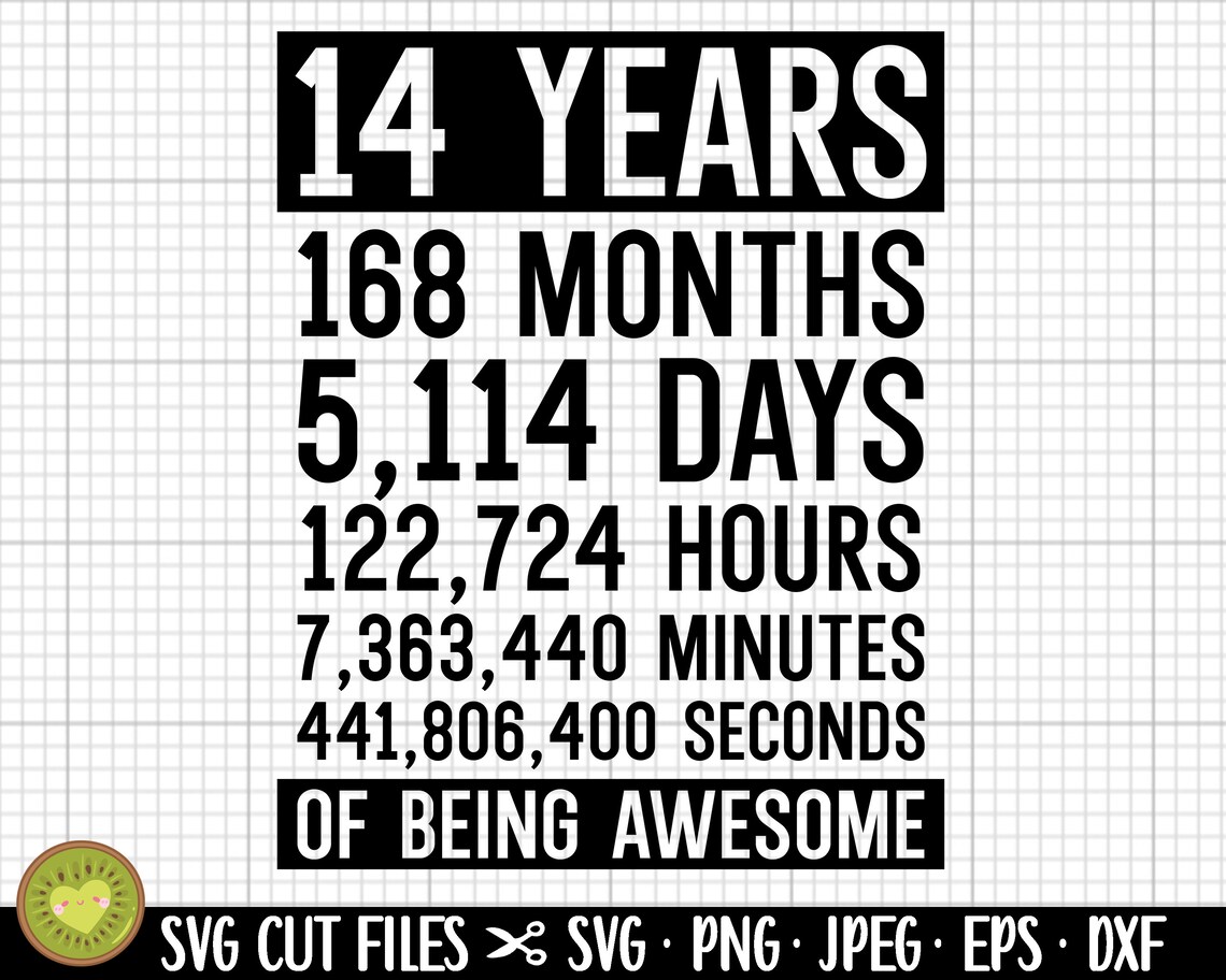 14th Birthday Svg 14 Years Old Svg 14th Birthday Png - Etsy