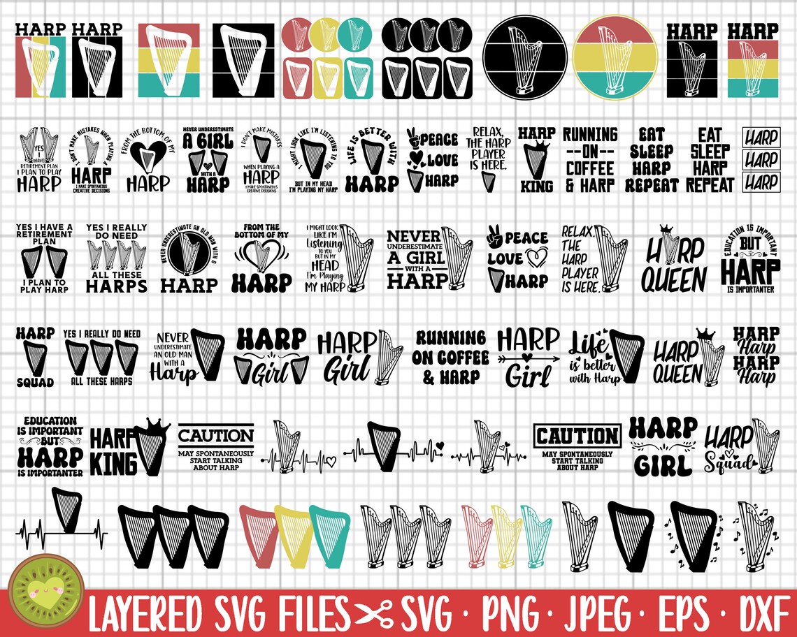 Harp Svg Bundle Harp Png Bundle Harp Svg Cut Files Cricut - Etsy