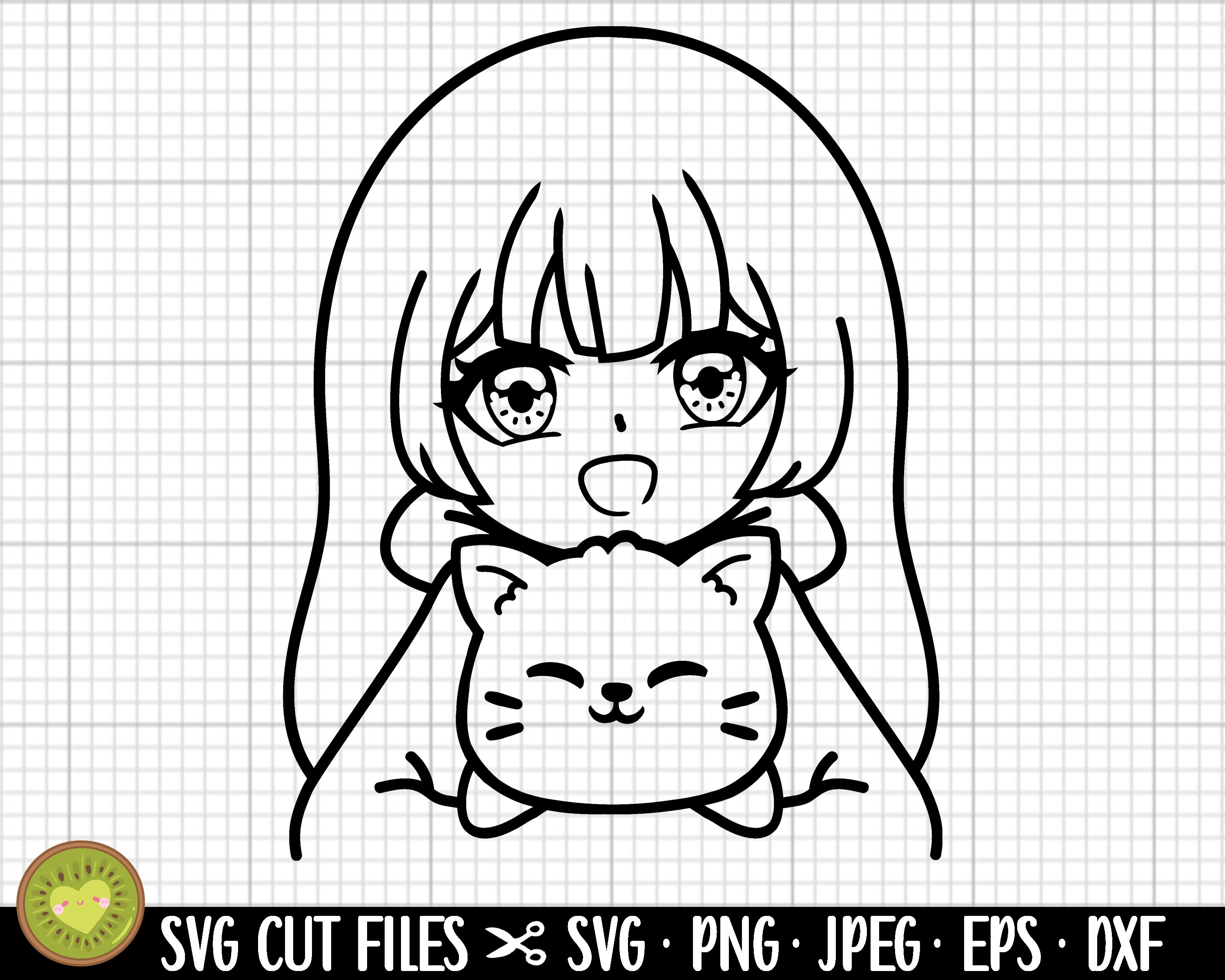 Anime Svg, Anime Png, Anime Girl With Cat Svg, Anime Svg for Cricut ...