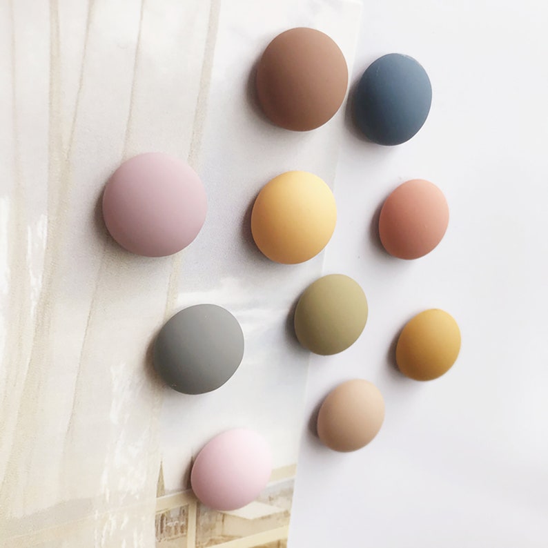 Macaron Color Matte Round Fridge Magnet Colorful Resin - Etsy
