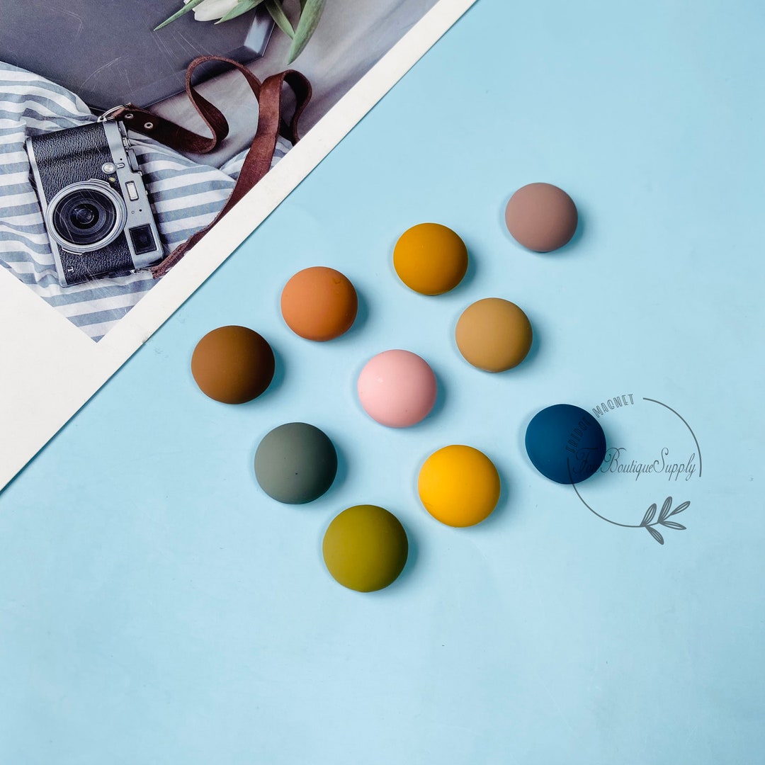 Macaron Color Matte Round Fridge Magnet, Colorful Resin Geometric ...