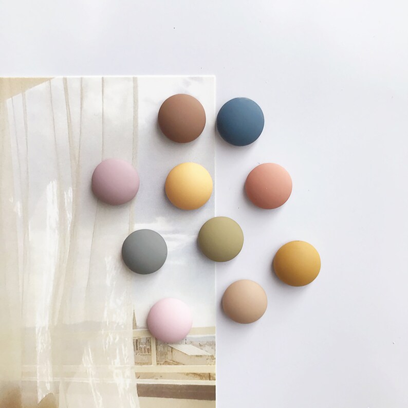 Macaron Color Matte Round Fridge Magnet Colorful Resin - Etsy