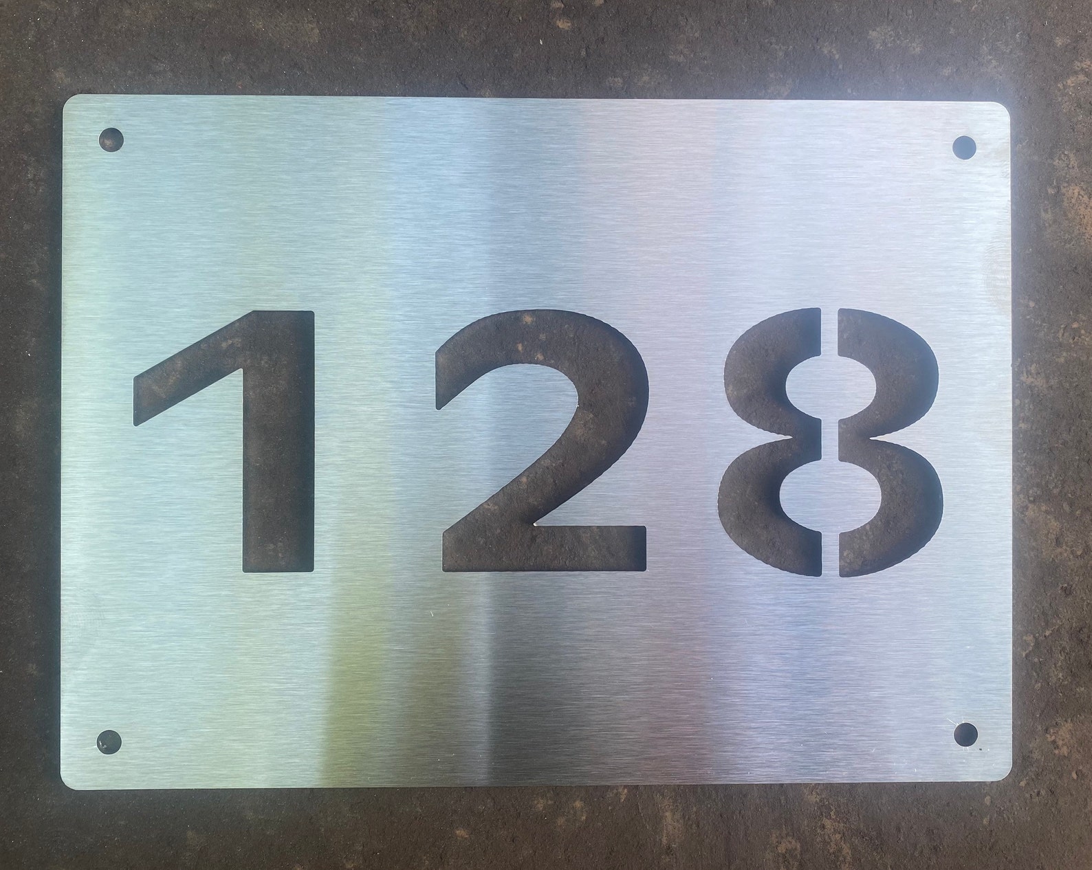 Brushed Stainless Steel Door Number Wall Sign Plaque Personalised ...