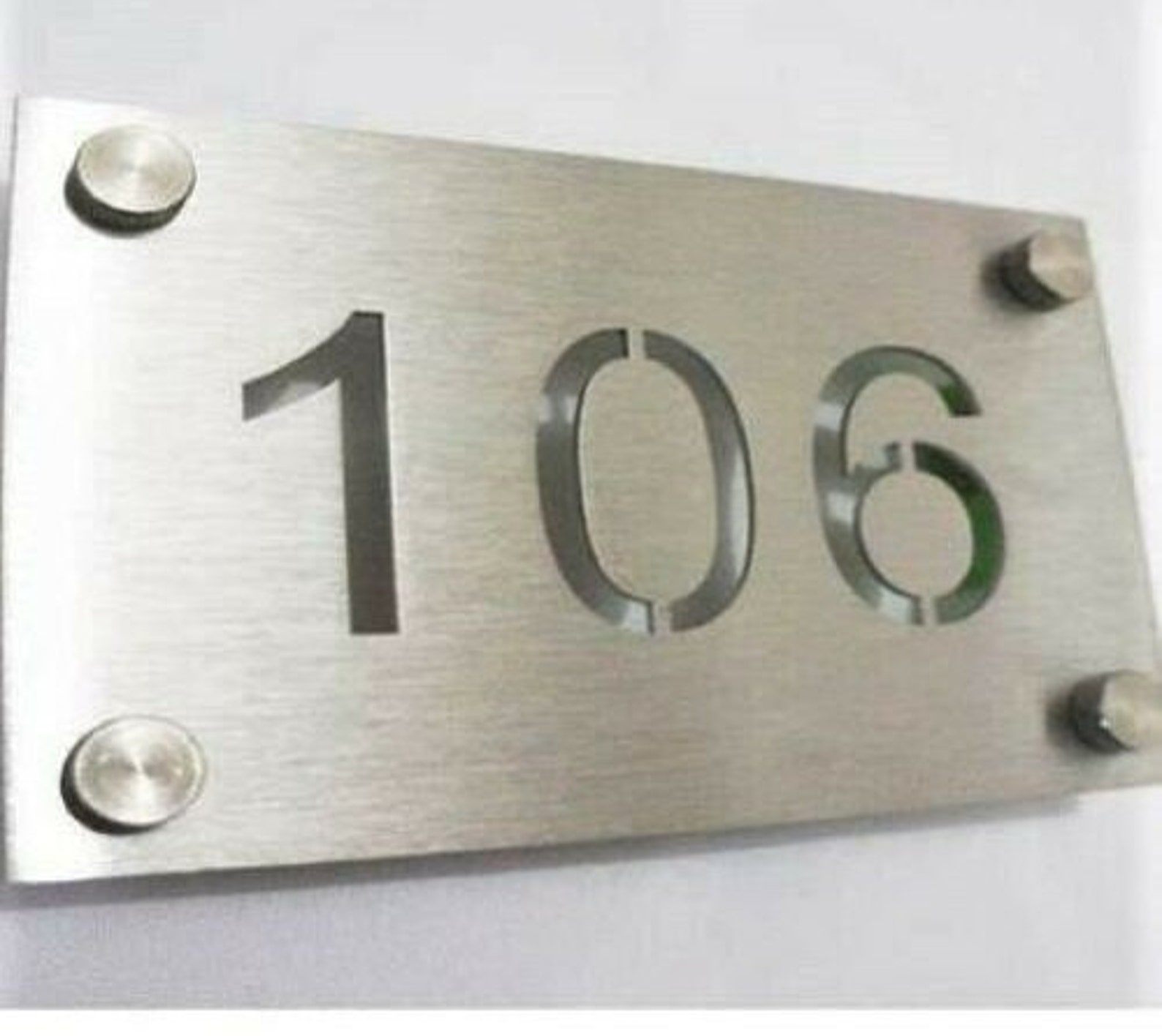 Brushed Stainless Steel Door Number Wall Sign Plaque Personalised ...
