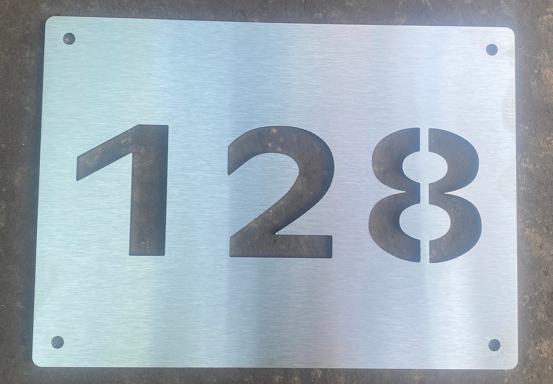 Brushed Stainless Steel Door Number Wall Sign Plaque Personalised ...