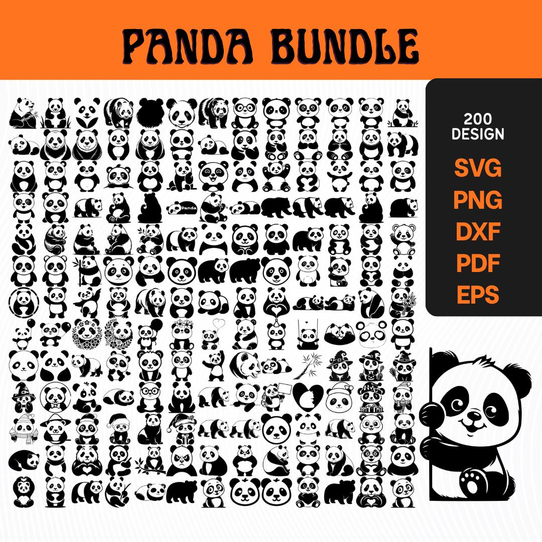 200 Panda Bundle Svg Pdf Png Dxf Eps Clipart Instant Digital Download ...