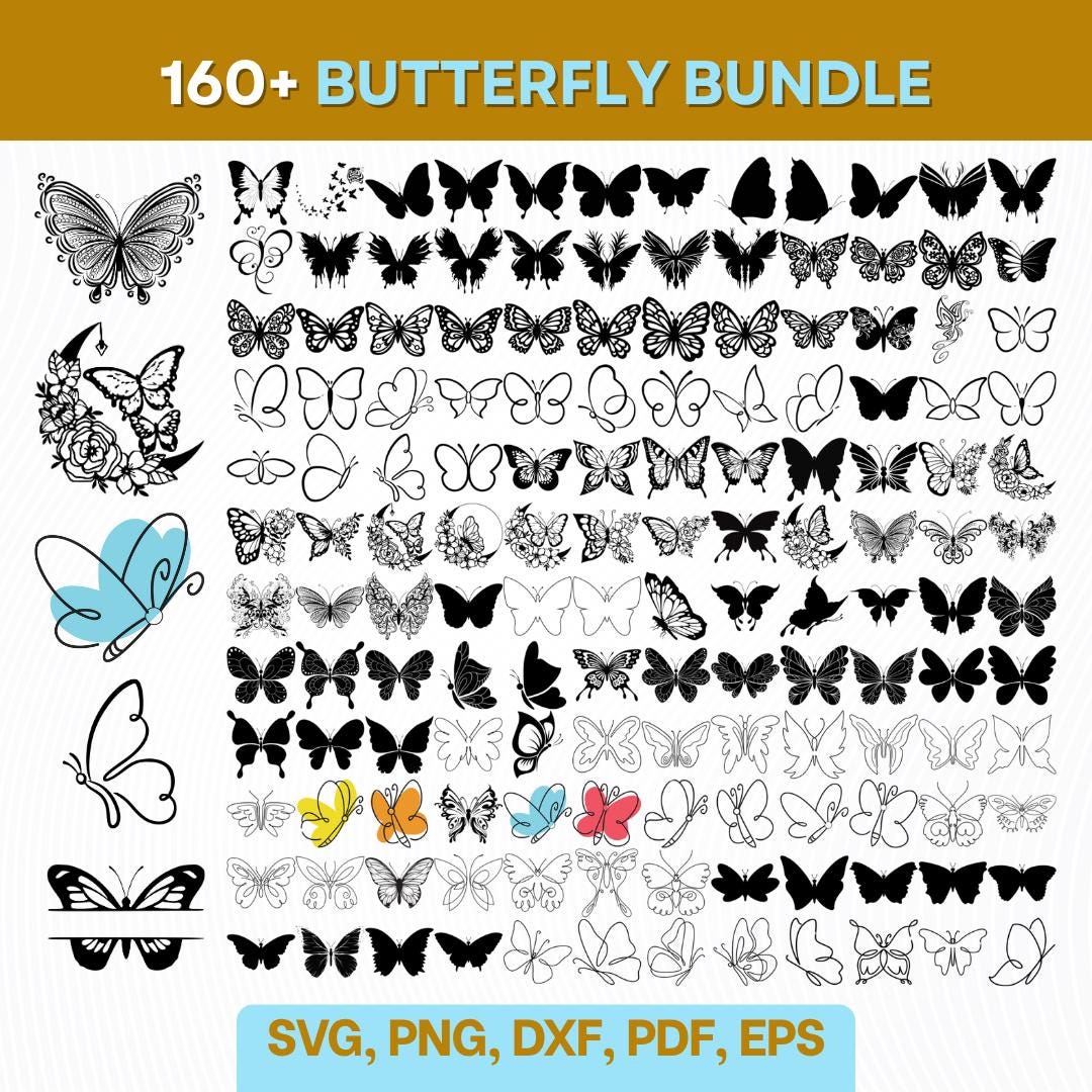 Butterfly Clipart Bundle, Decorative Vector Graphics (digital Download ...