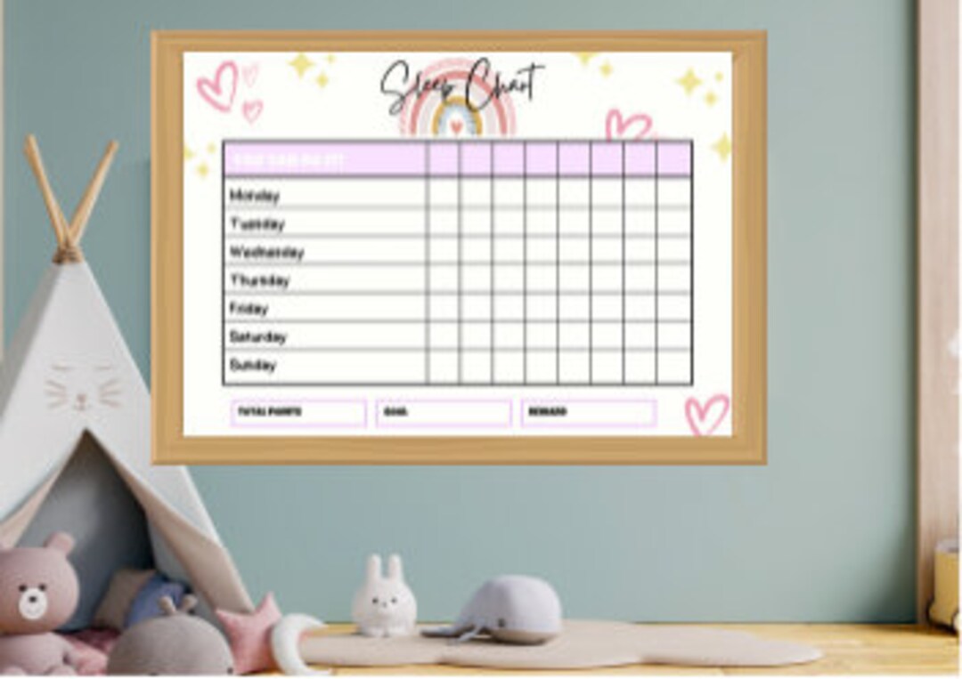 DIGITAL Rainbow Sleep Chart Printable Sleep Chart Girls - Etsy