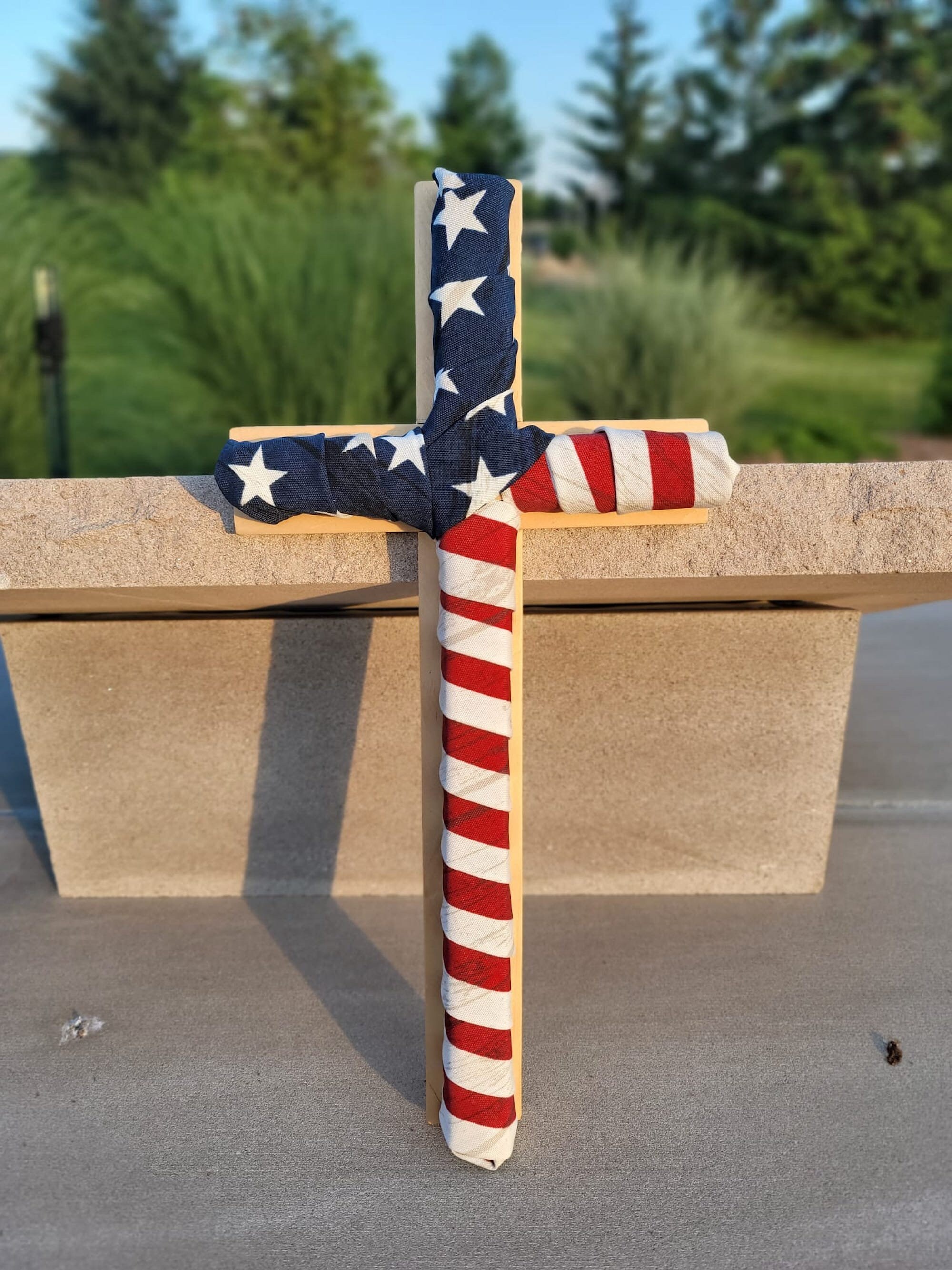 American Flag Wrapped Cross, Tattered Cross, Military Gifts, Veteran ...