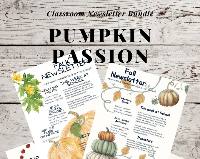 Pumpkin Passion Classroom Newsletter Bundle - Etsy