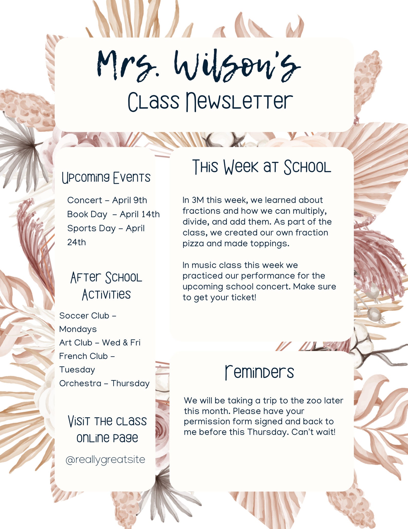 Boho Rose Classroom Newsletter Bundle - Etsy