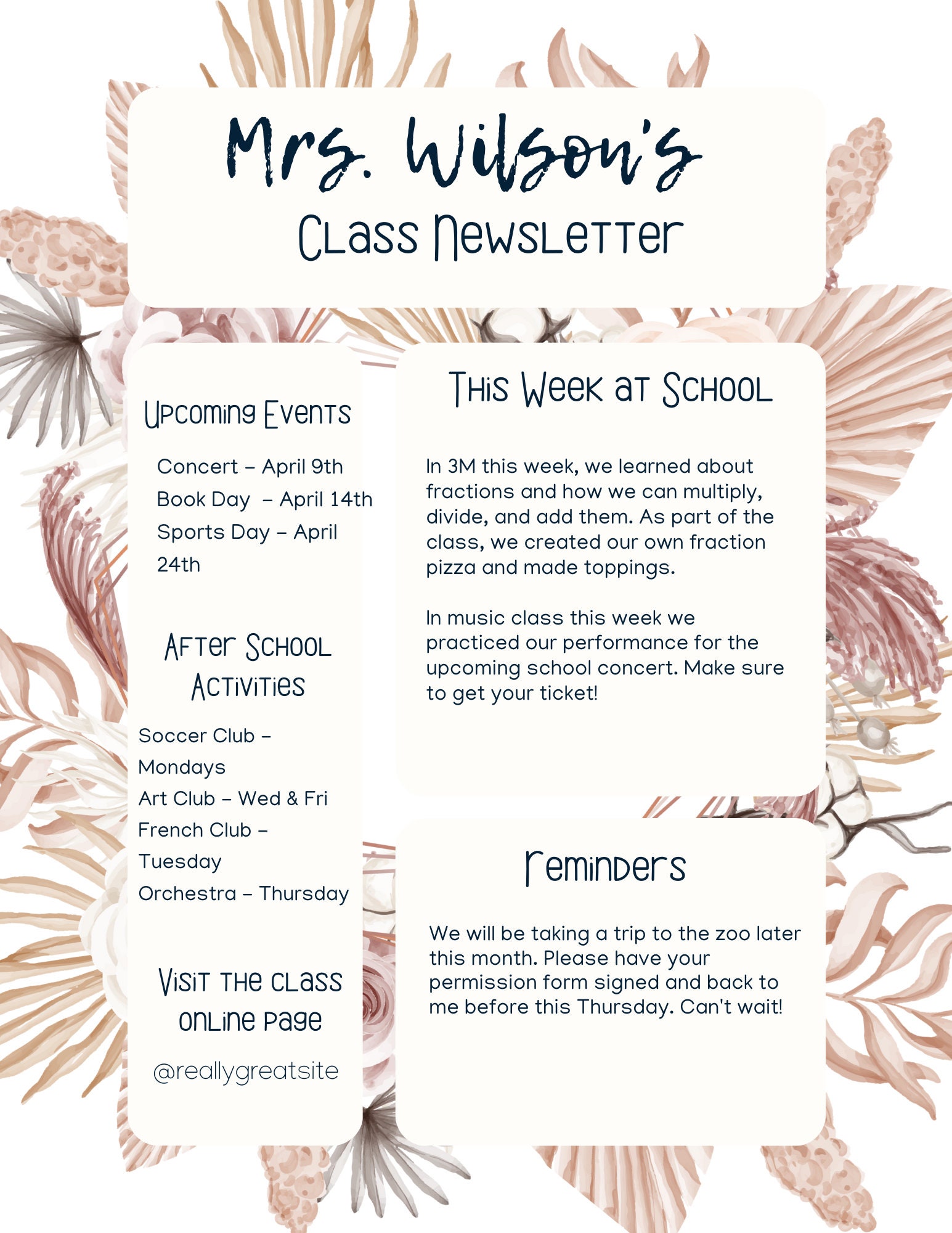 Boho Rose Classroom Newsletter Bundle - Etsy