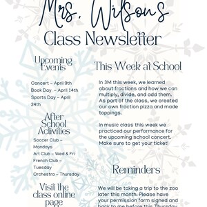 Winter Wonders Classroom Newsletter Bundle - Etsy