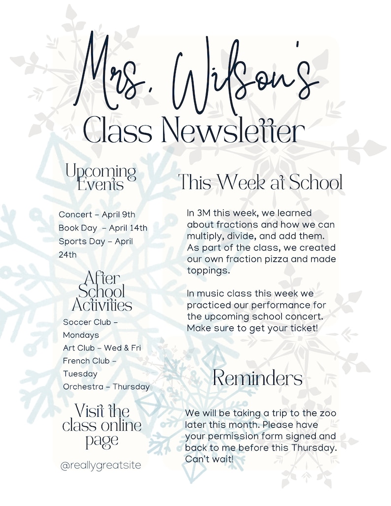 Winter Wonders Classroom Newsletter Bundle - Etsy