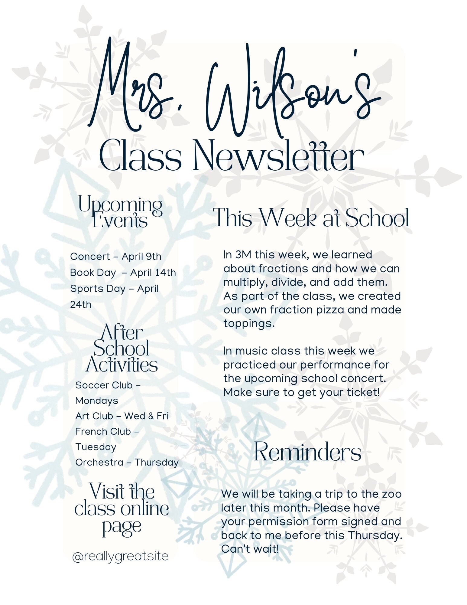 Winter Wonders Classroom Newsletter Bundle - Etsy