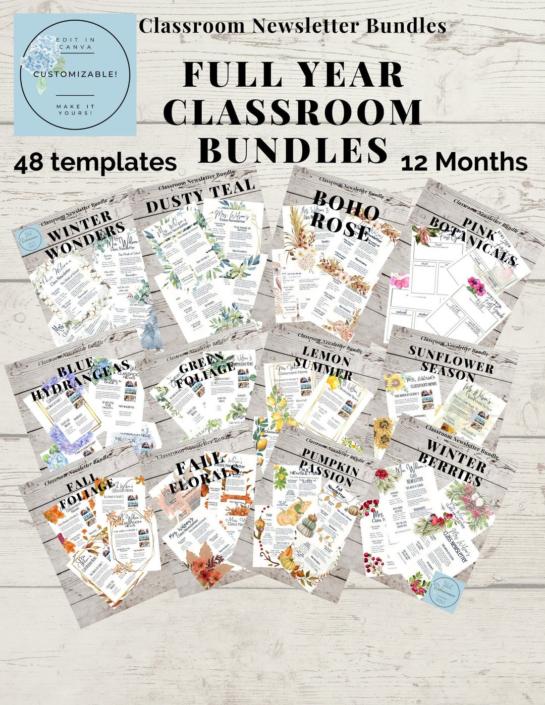 Full Year Classroom Newsletter Bundles - Etsy