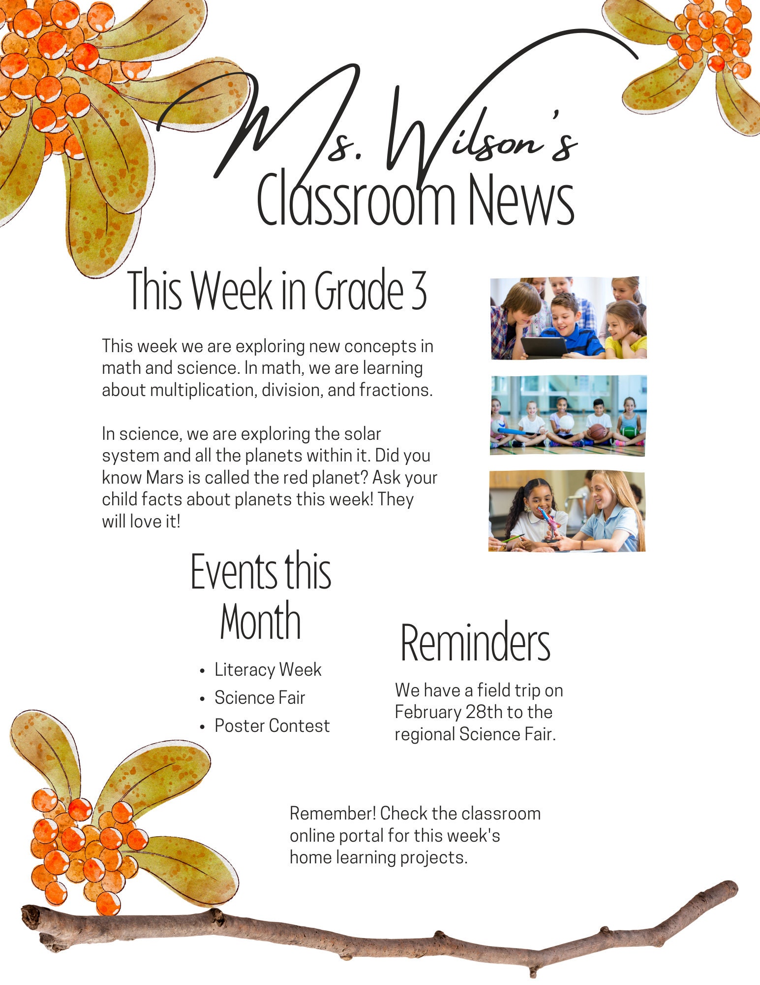 Fall Foliage Classroom Newsletter Bundle - Etsy