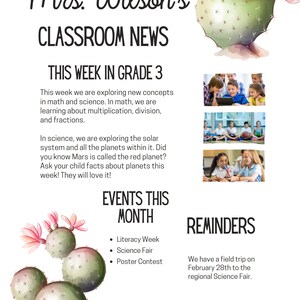 Desert Blooms Classroom Newsletter Bundle: Editable, Printable, Digital ...