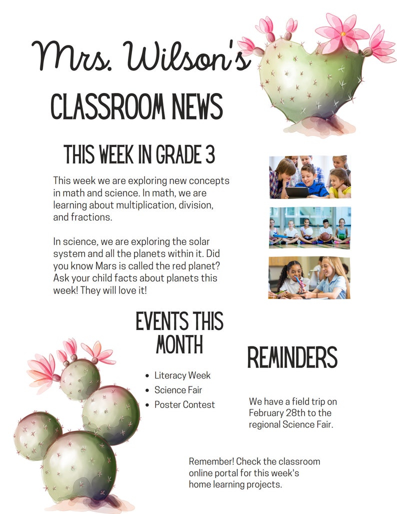 Desert Blooms Classroom Newsletter Bundle: Editable, Printable, Digital ...