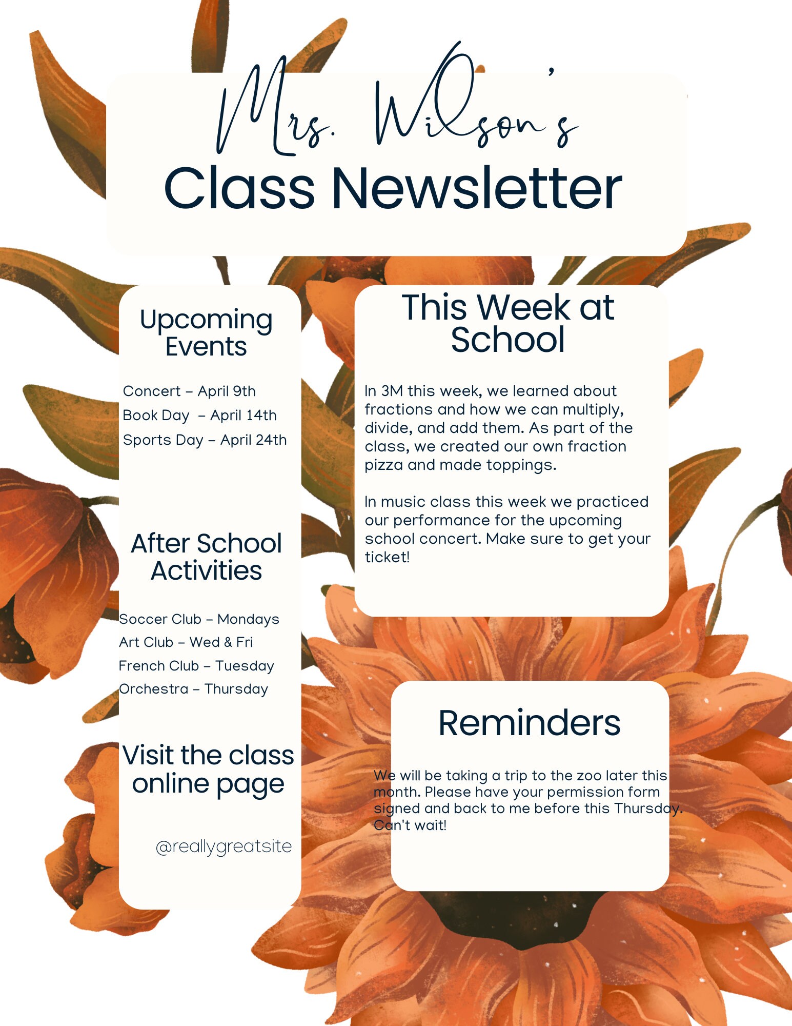 Fall Florals Classroom Newsletter Bundle - Etsy