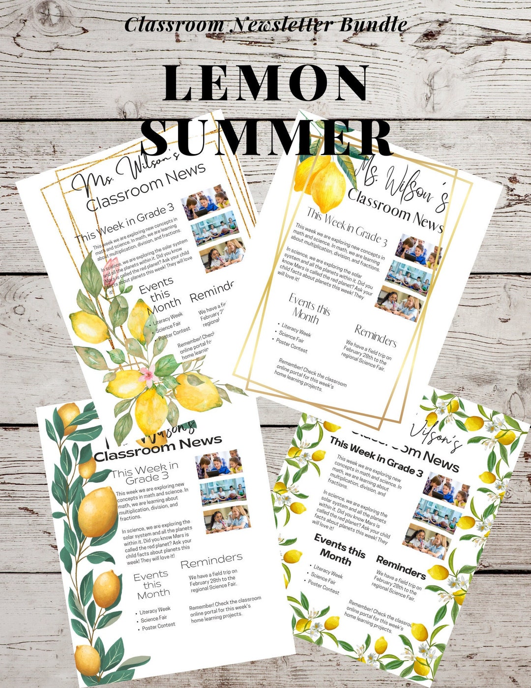 Lemon Summer Classroom Newsletter Bundle - Etsy