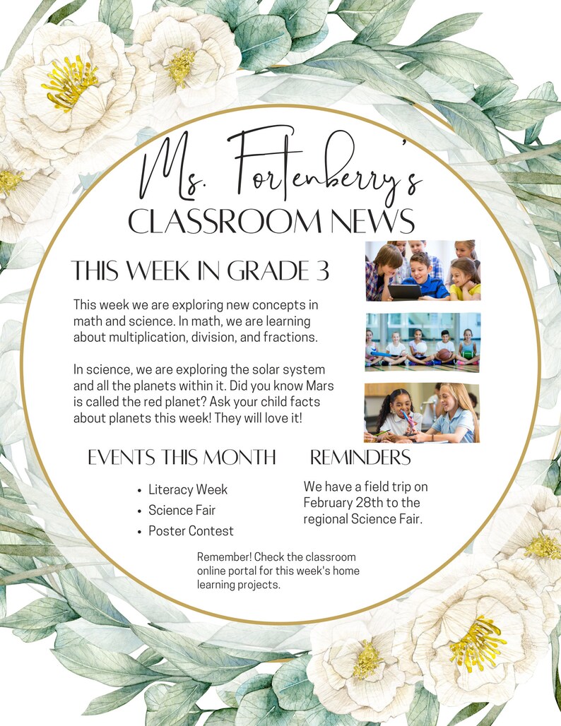 Willow Eucalyptus Classroom Newsletter Bundle: Digital, Editable ...