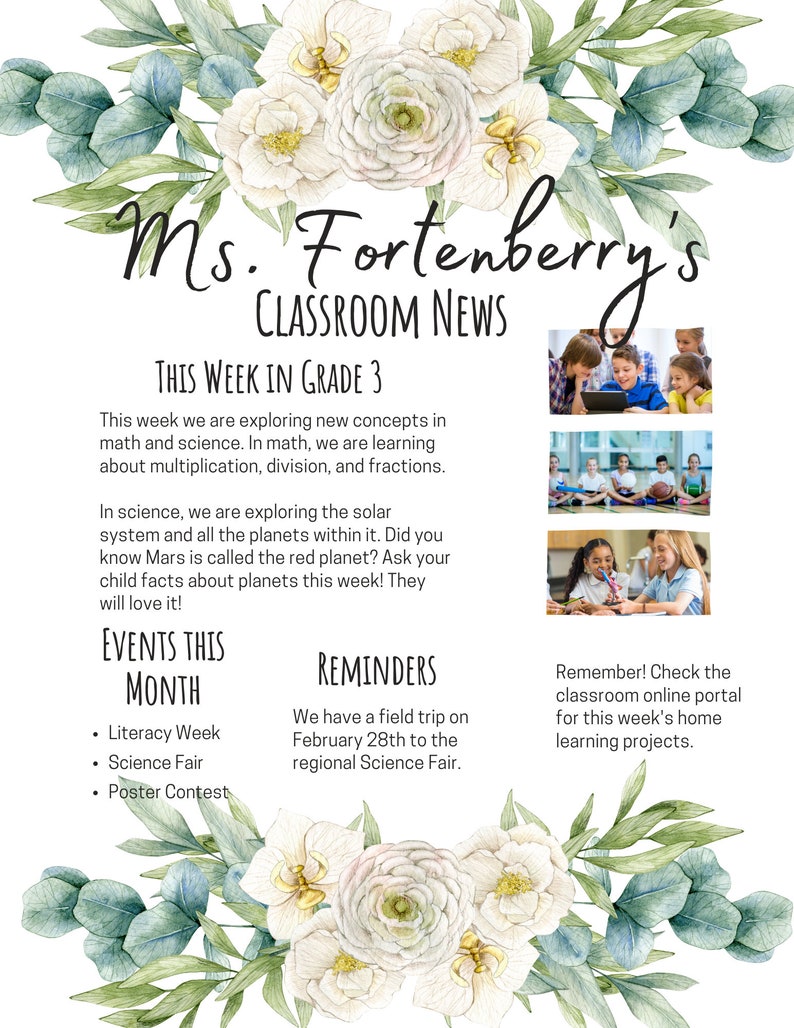 Willow Eucalyptus Classroom Newsletter Bundle: Digital, Editable ...